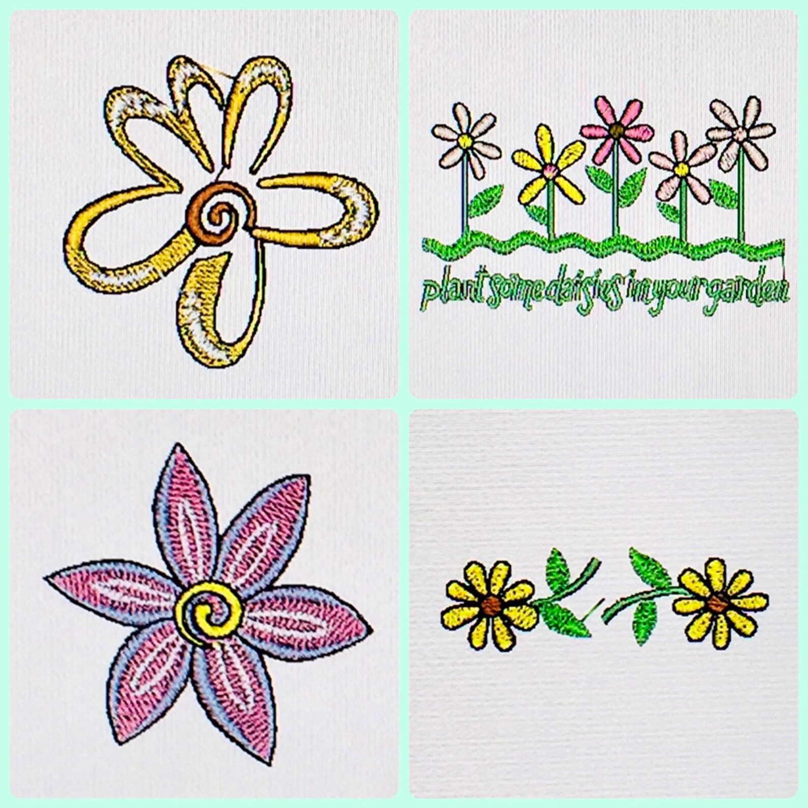 Daisy Flowers Embroidery Designs Disk for Husqvarna Viking Designer 1 ...