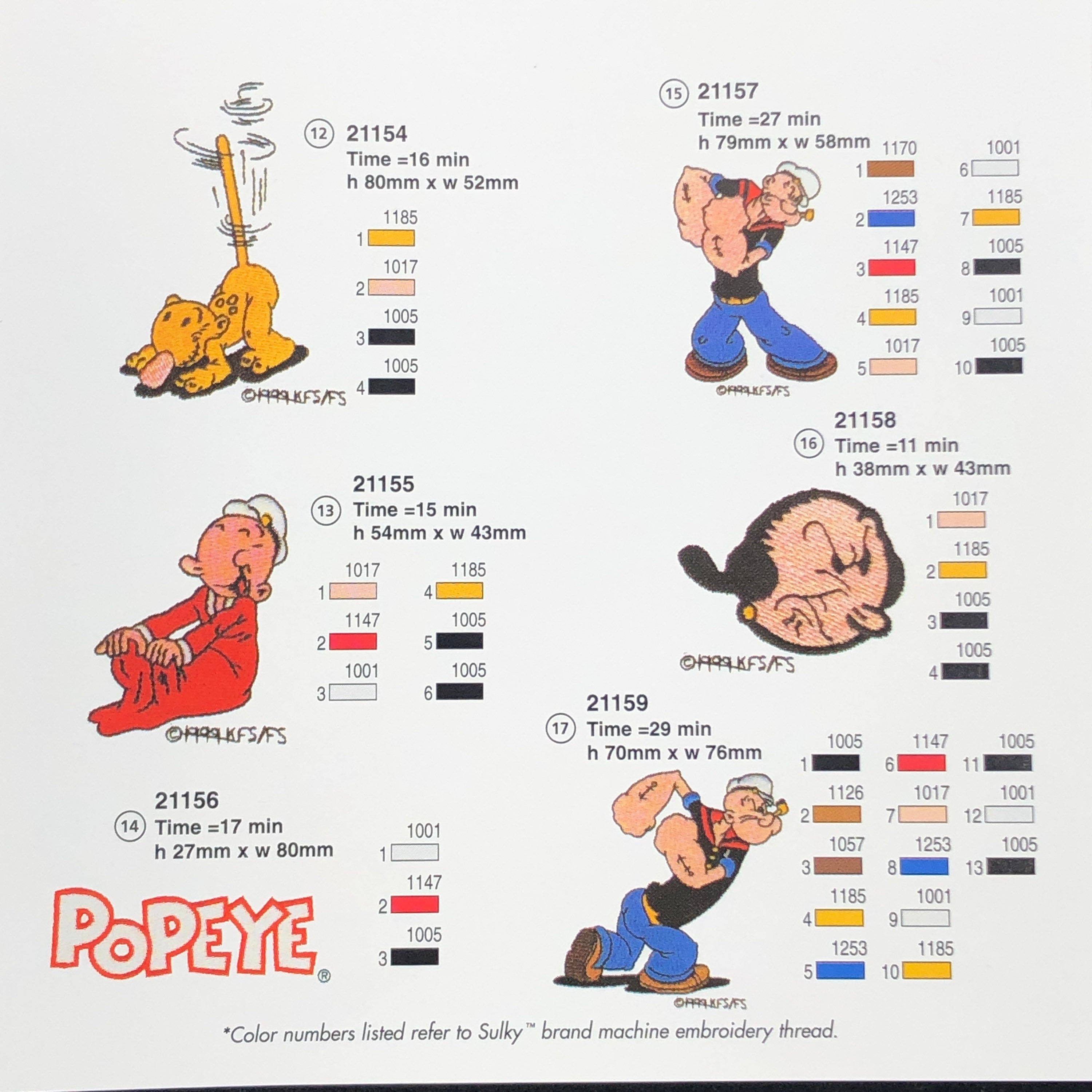 Popeye Embroidery Designs Card for Husqvarna Viking Rose - Etsy