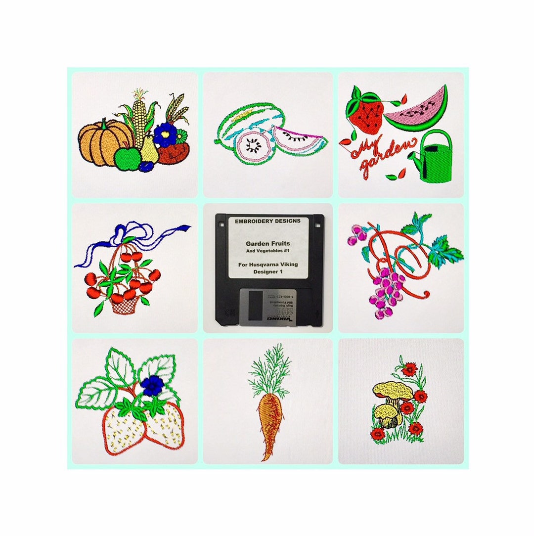 Garden Fruits and Vegetables Embroidery Designs Disk for Husqvarna ...