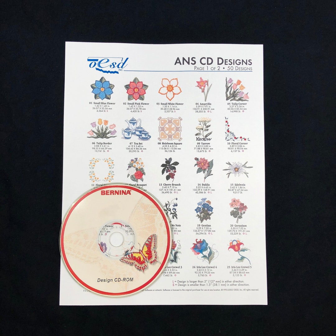 Bonus Embroidery Designs CD for Exclusively Bernina Artista - Etsy