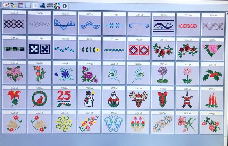 487 Embroidery Designs Library for Memory Craft 10000 on CD in JEF ...