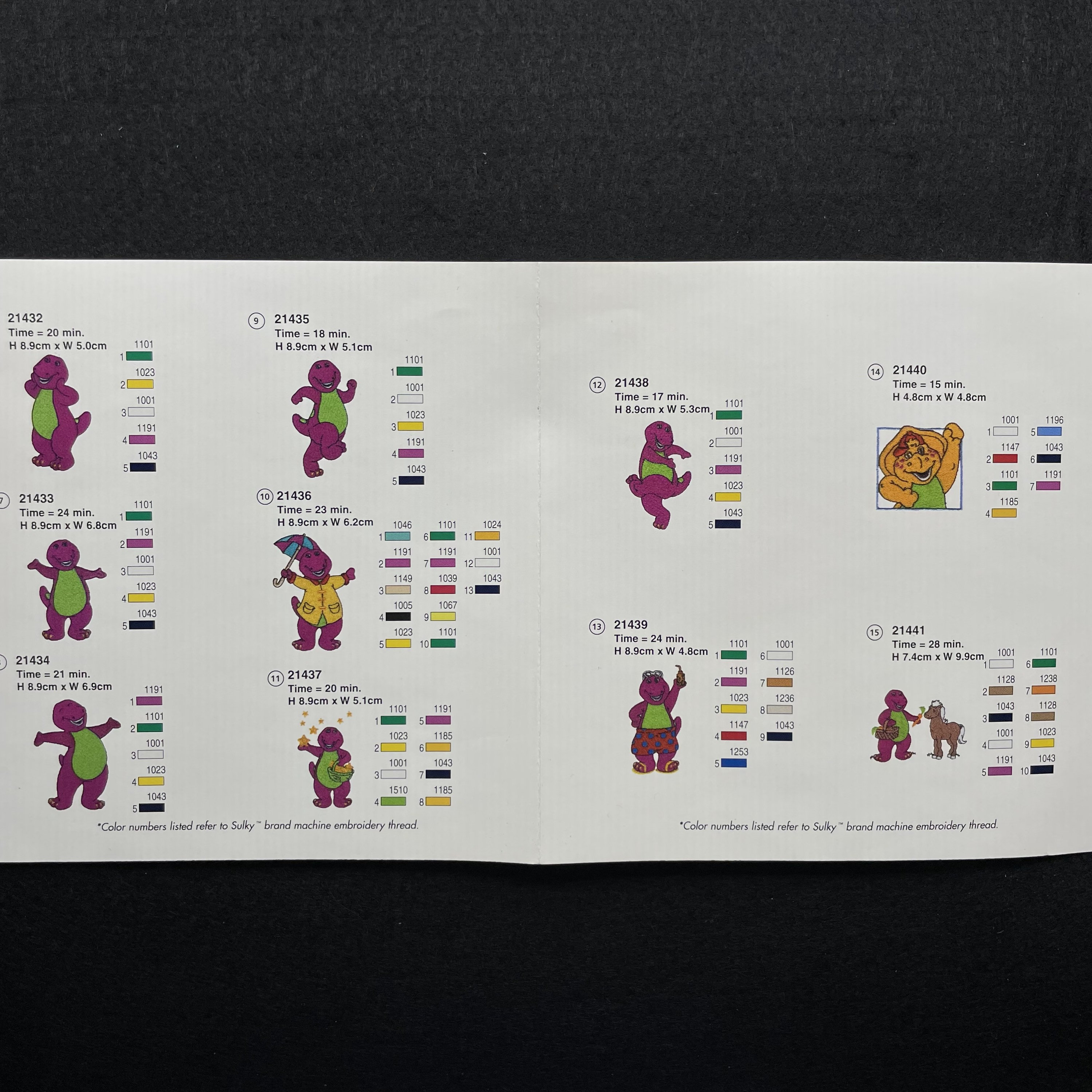 Barney Embroidery Designs Card for Brother Bernina Deco White Baby Lock ...