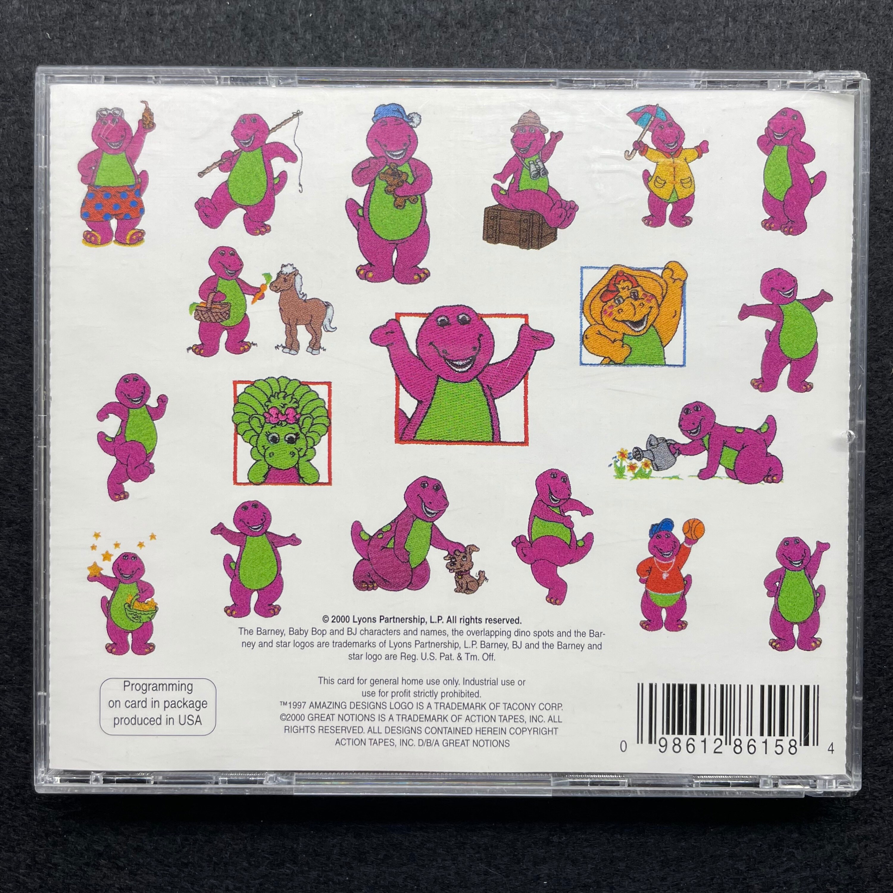 Barney Embroidery Designs Card for Brother Bernina Deco White Baby Lock ...