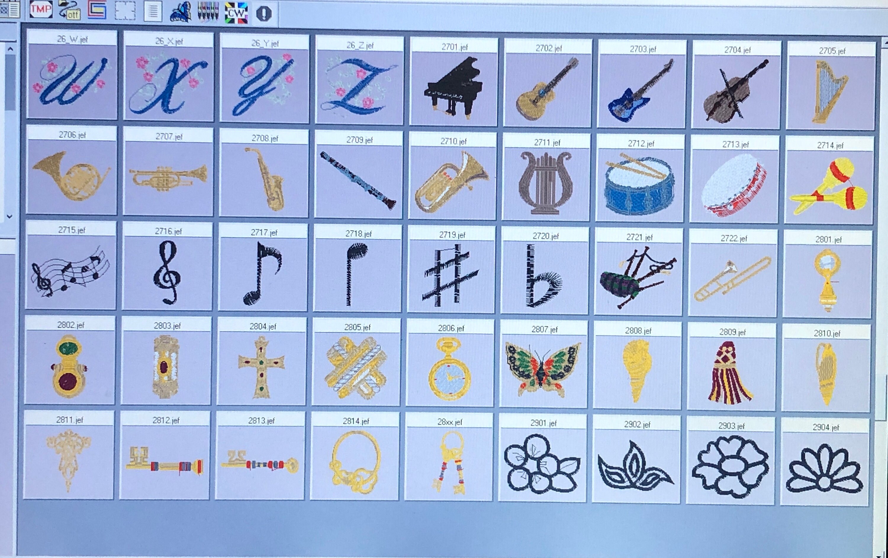487 Embroidery Designs Library for Memory Craft 10000 on CD in JEF ...