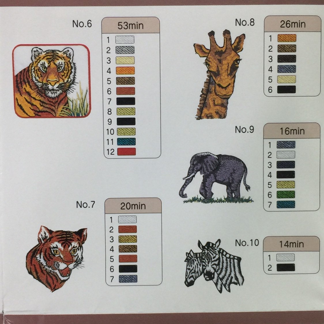 Wild Animals Embroidery Designs Card #30 for Brother Bernina Deco White ...