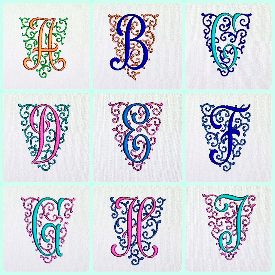 Art and Scroll Monograms Alphabet Embroidery Designs Floppy | Etsy