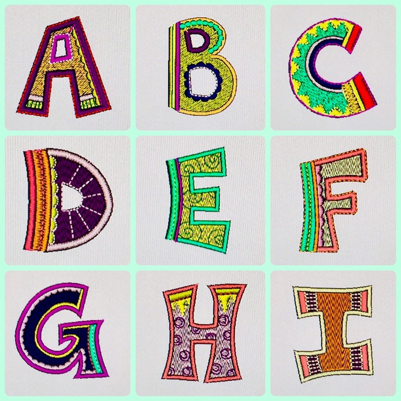 Colorful Alphabet Monograms Embroidery Designs Disk for Husqvarna ...