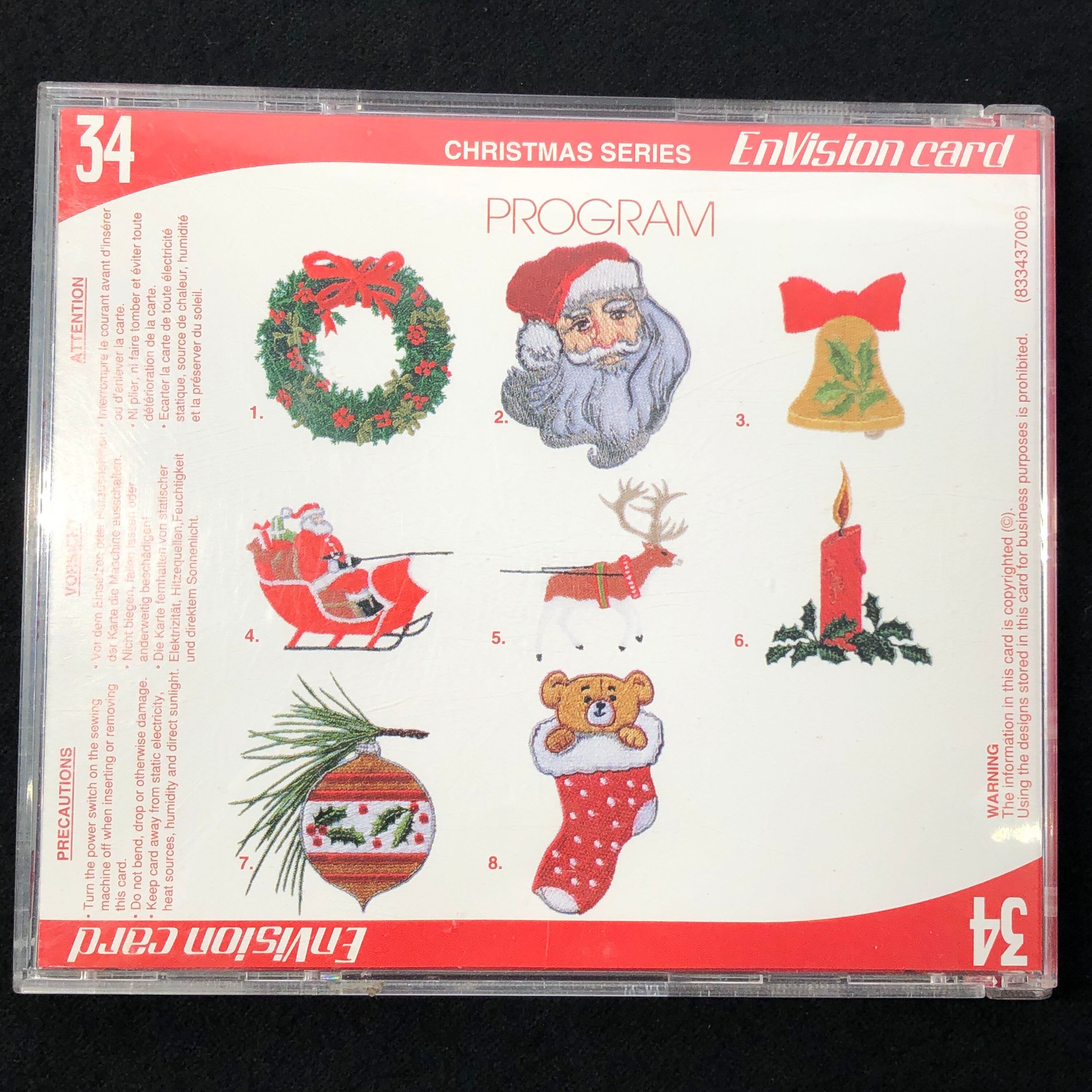 Envision Embroidery Designs Card #34 Christmas Designs for Janome Elna ...