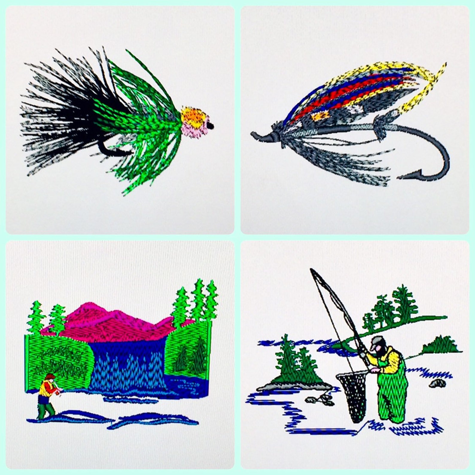 Fly Fishing and Lures 2 Embroidery Designs Floppy Disk for Husqvarna ...