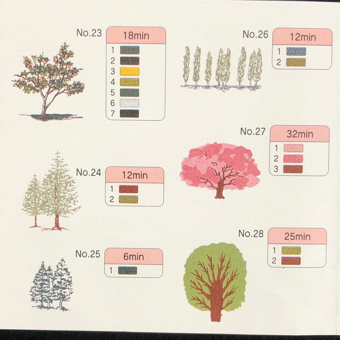 Trees Nature Embroidery Designs Card #33 for Brother Bernina Deco White ...