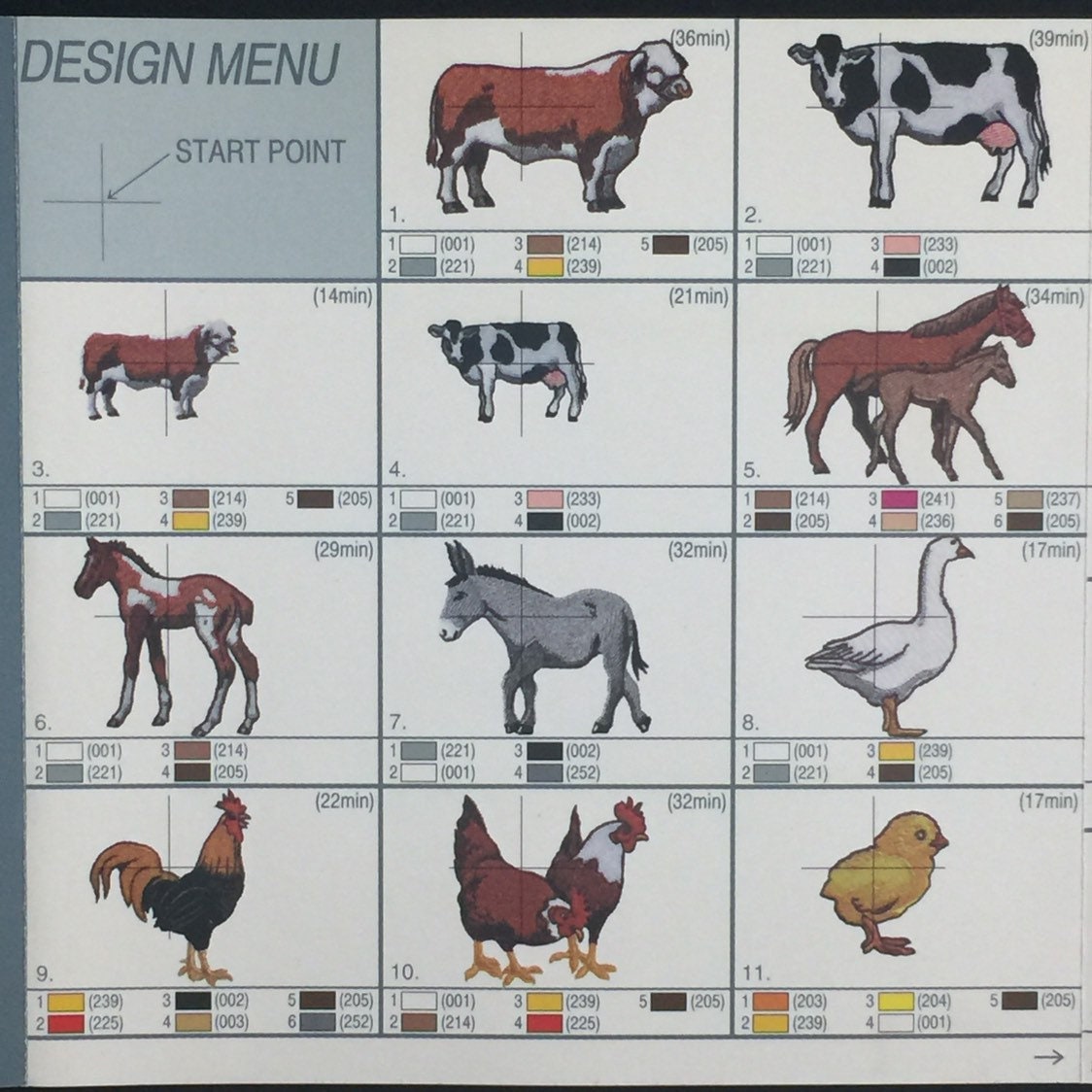 Farm Animals Embroidery Designs Card #112 for Janome Elna Kenmore ...