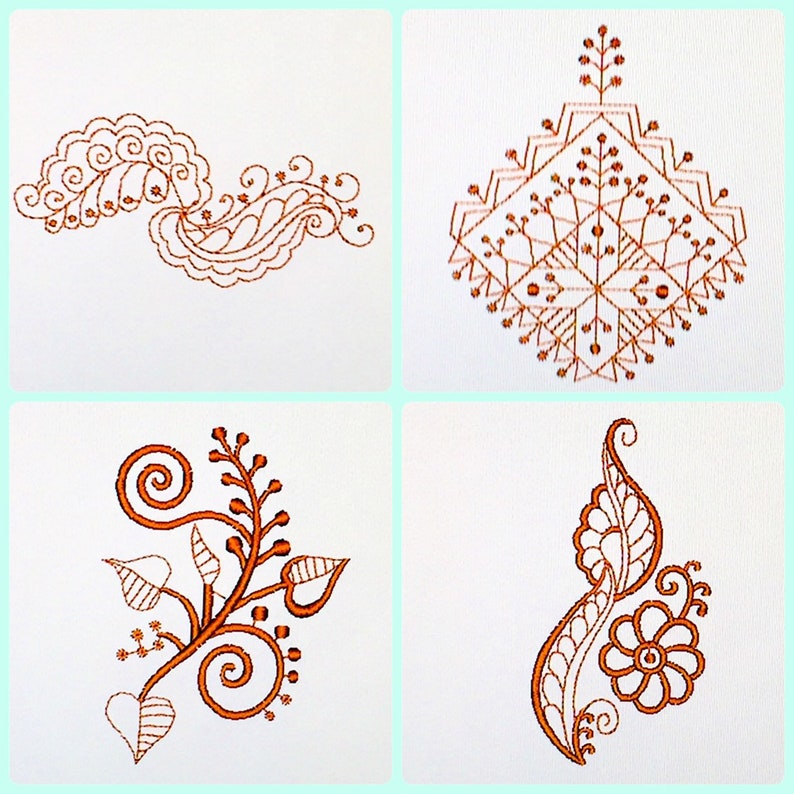 Henna Tattoos Embroidery Designs Disk for Husqvarna Viking Designer 1 ...