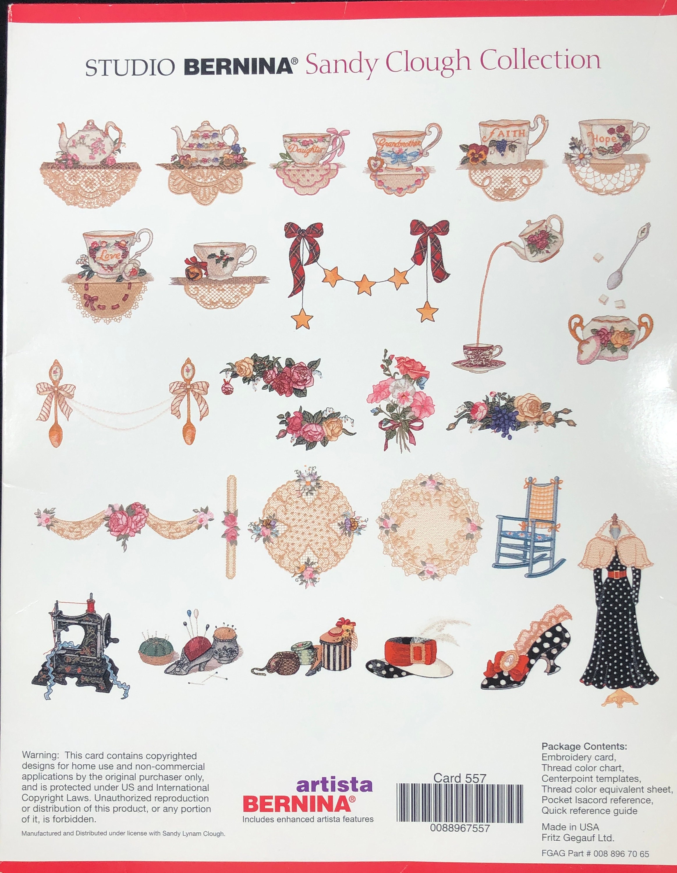 Sandy Clough Collection Embroidery Designs Card 557 for Bernina Artista ...