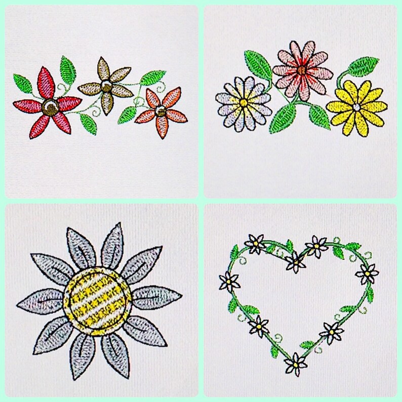 Daisy Flowers Embroidery Designs Disk for Husqvarna Viking Designer 1 ...