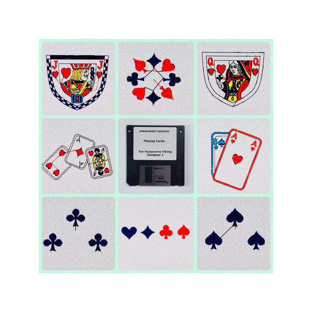 Playing Cards Embroidery Designs Floppy Disk for Husqvarna Viking ...