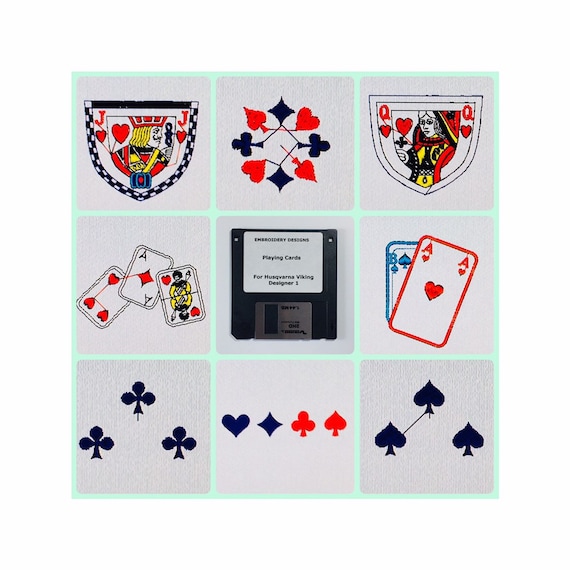 Playing Cards Embroidery Designs Floppy Disk for Husqvarna | Etsy