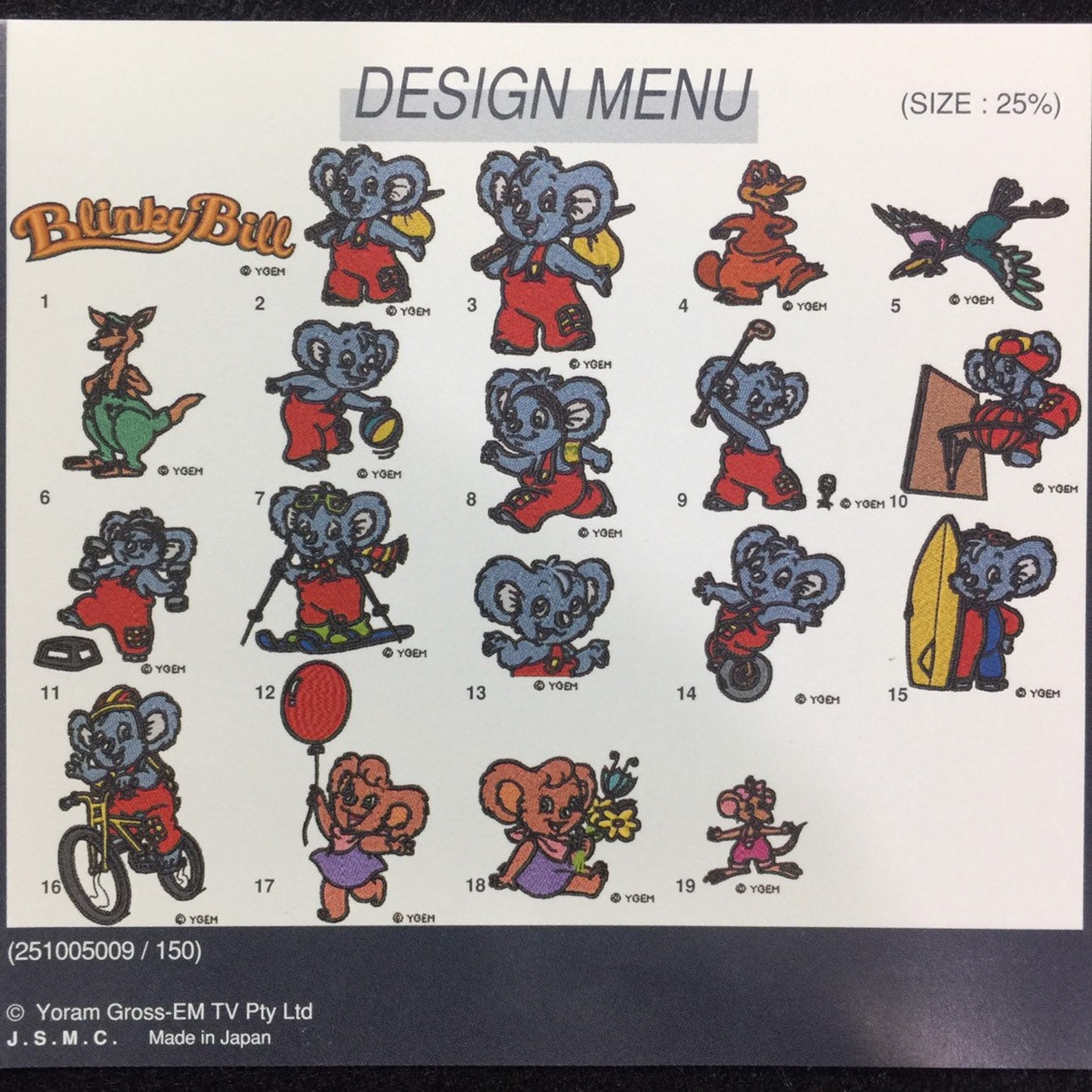 Blinky Bill Mouse Embroidery Designs Card for Janome Elna Kenmore ...