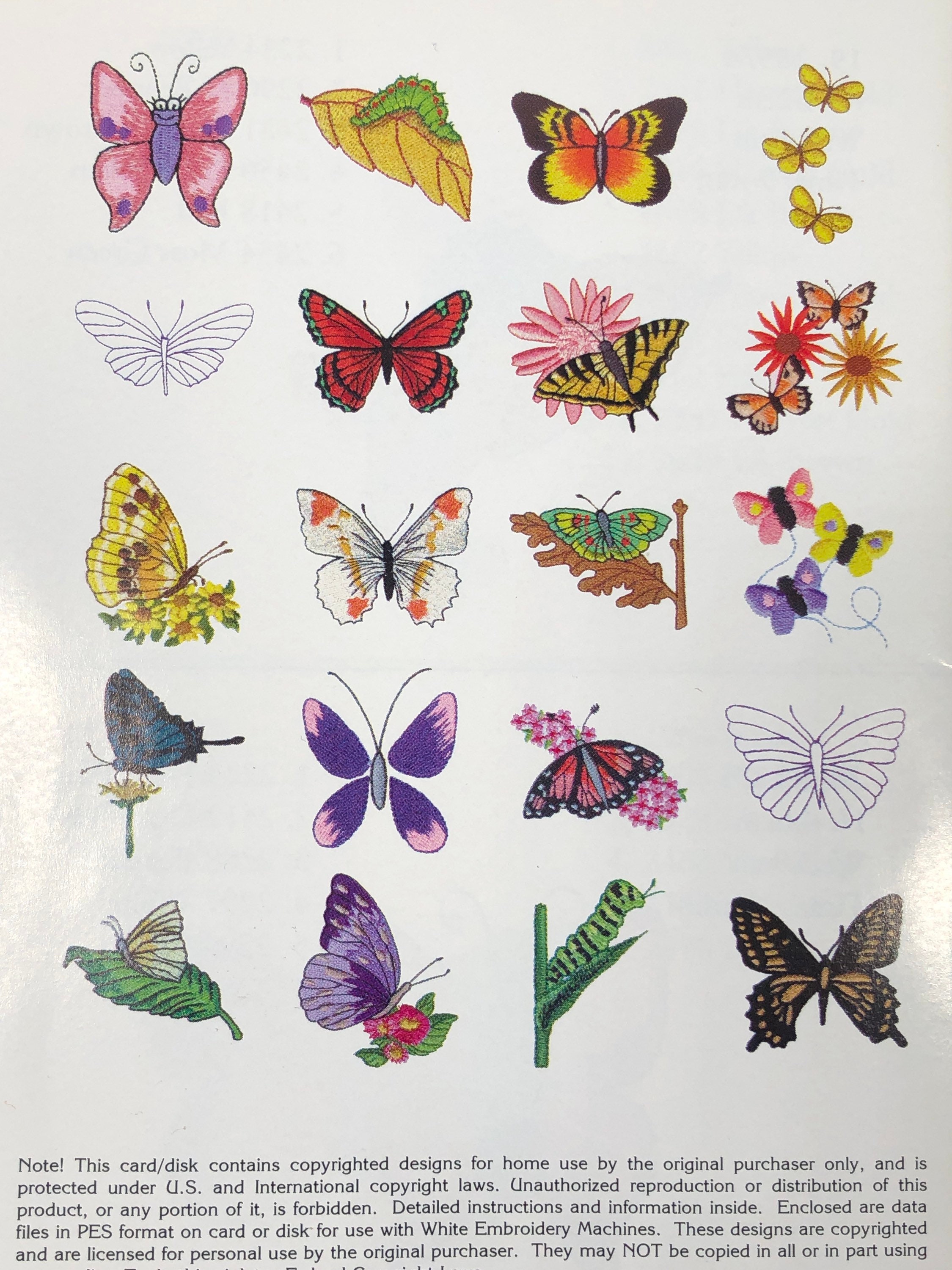 Butterflies Embroidery Designs Card for Brother Bernina Deco White Baby ...