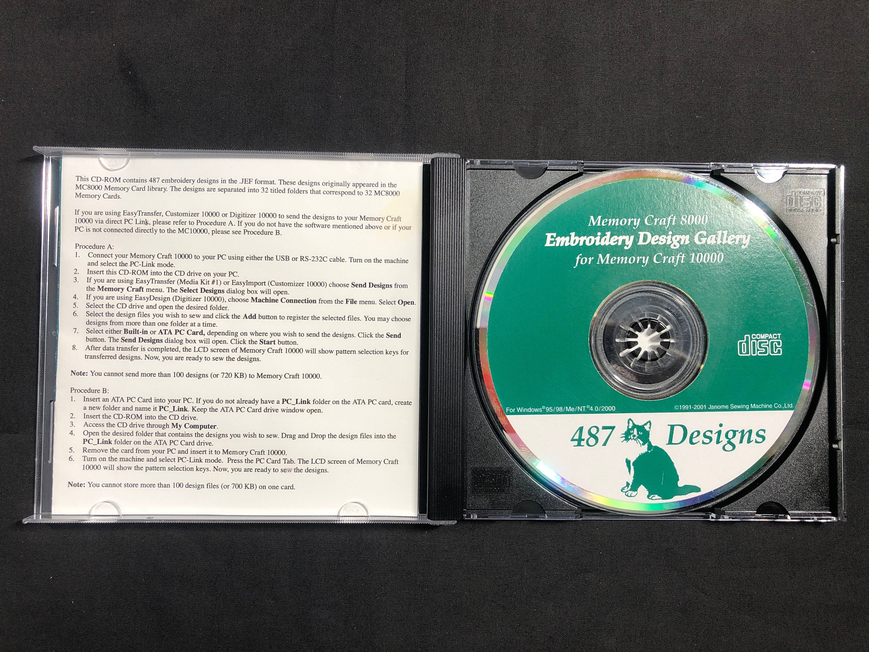 487 Embroidery Designs Library for Memory Craft 10000 on CD in JEF ...