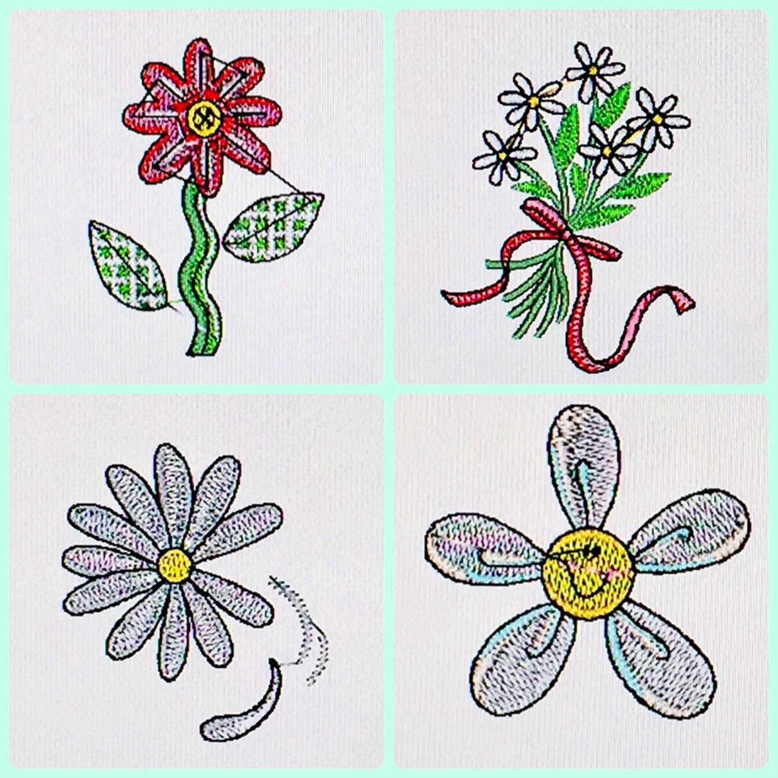 Daisy Flowers Embroidery Designs Disk for Husqvarna Viking Designer 1 ...