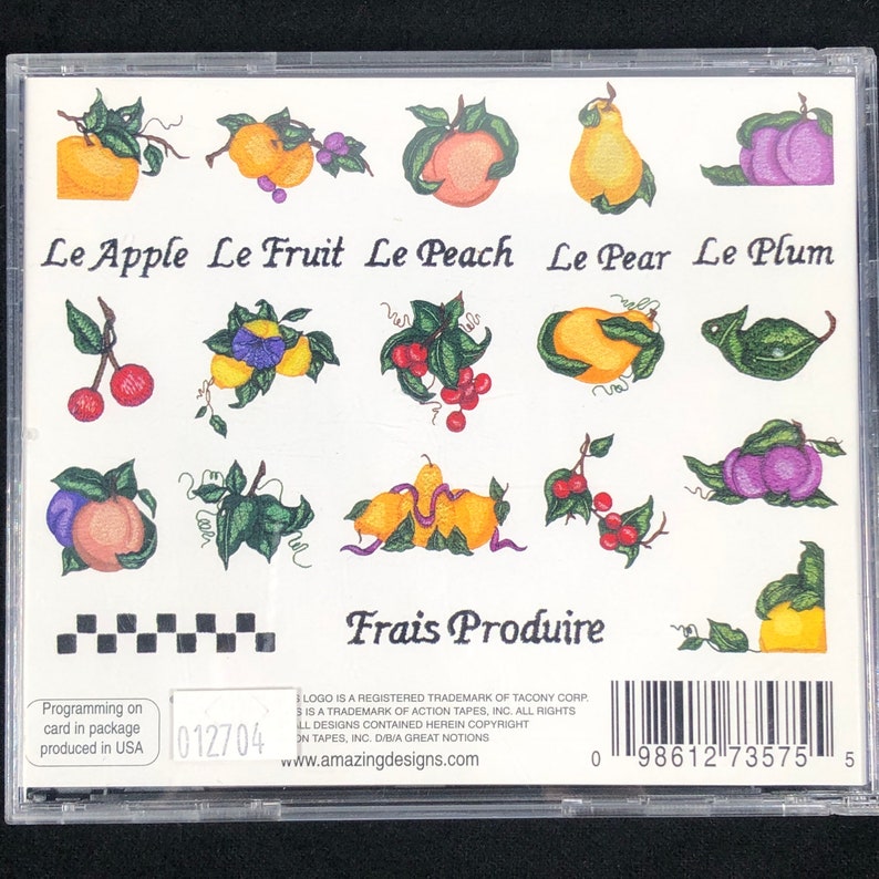 Fruits Embroidery Designs Card for Brother Bernina Deco White Baby Lock ...
