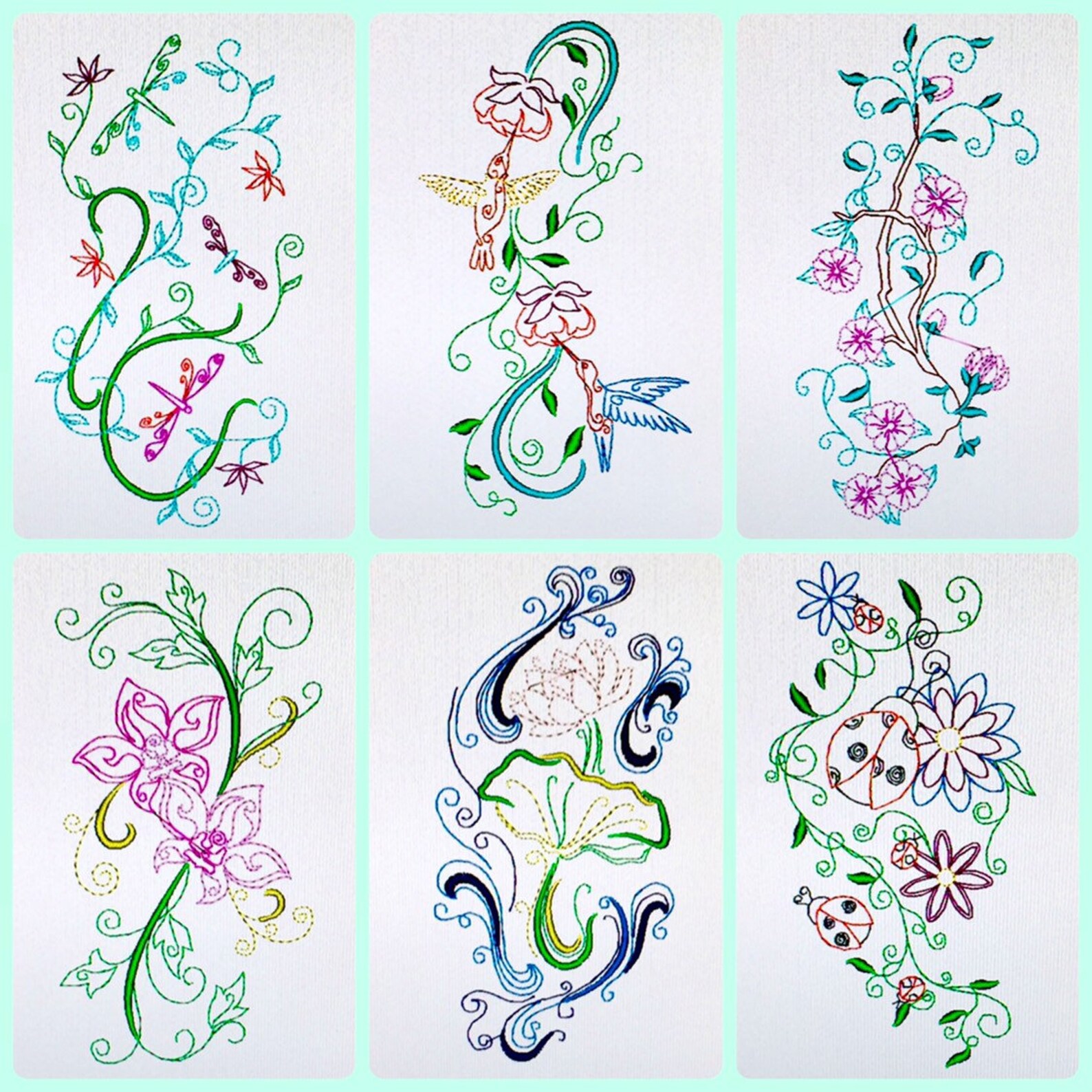 Beautiful Line Art Embroidery Designs Disk for Husqvarna - Etsy