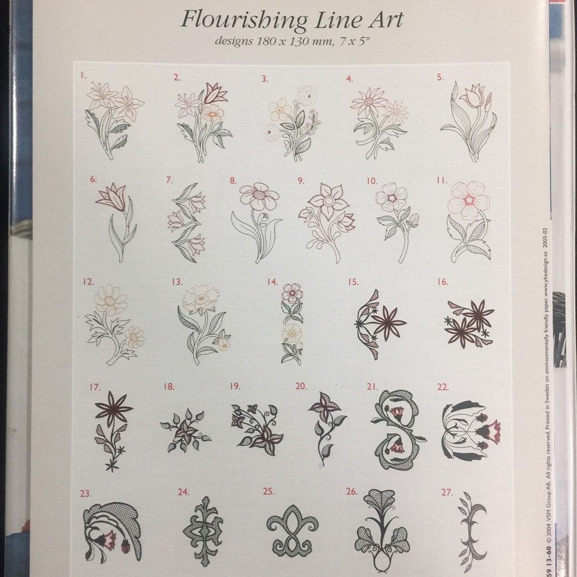 Flourishing Line Art Embroidery Designs Disk 160 for Husqvarna Viking ...