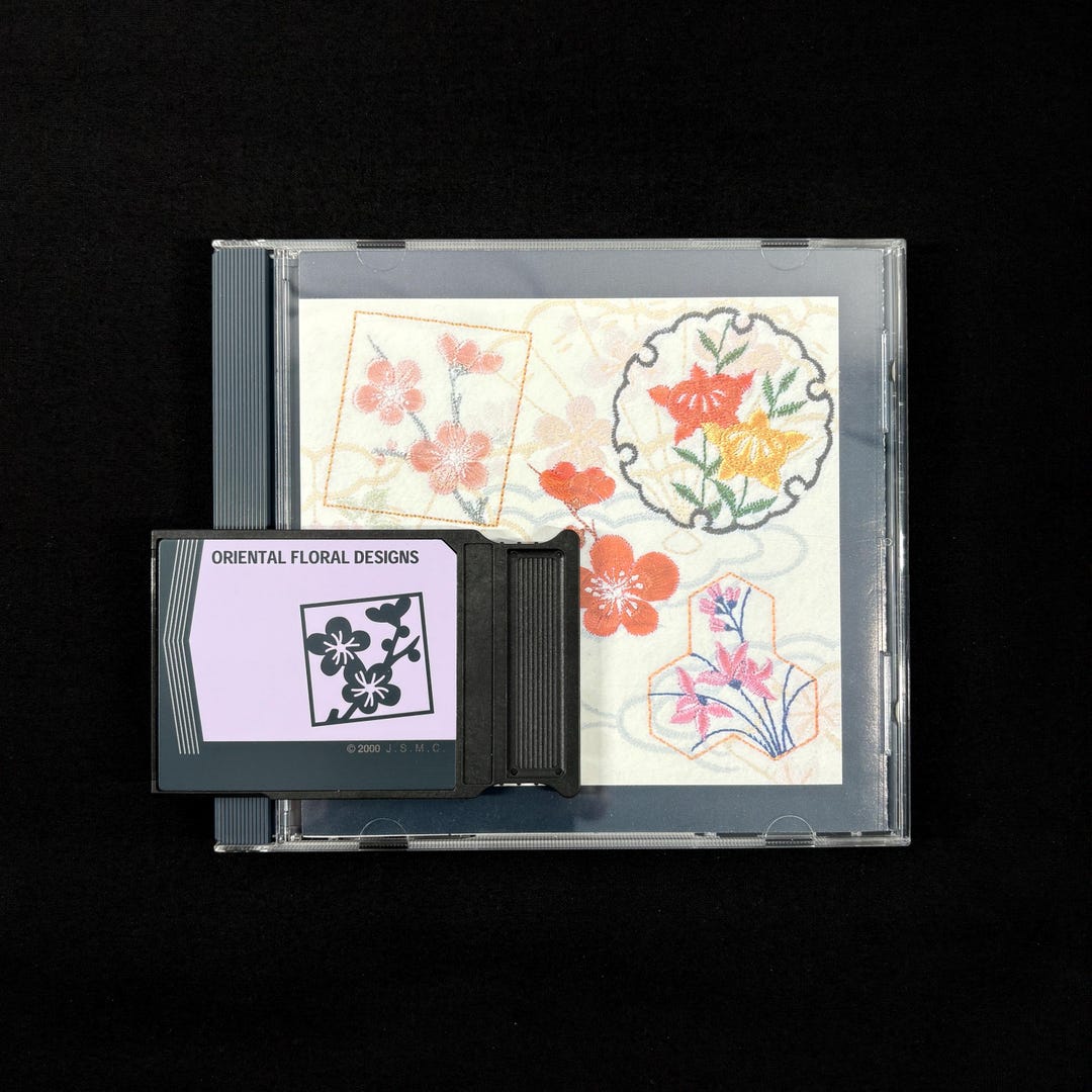 Oriental Floral Embroidery Designs Card for Janome Elna Kenmore ...