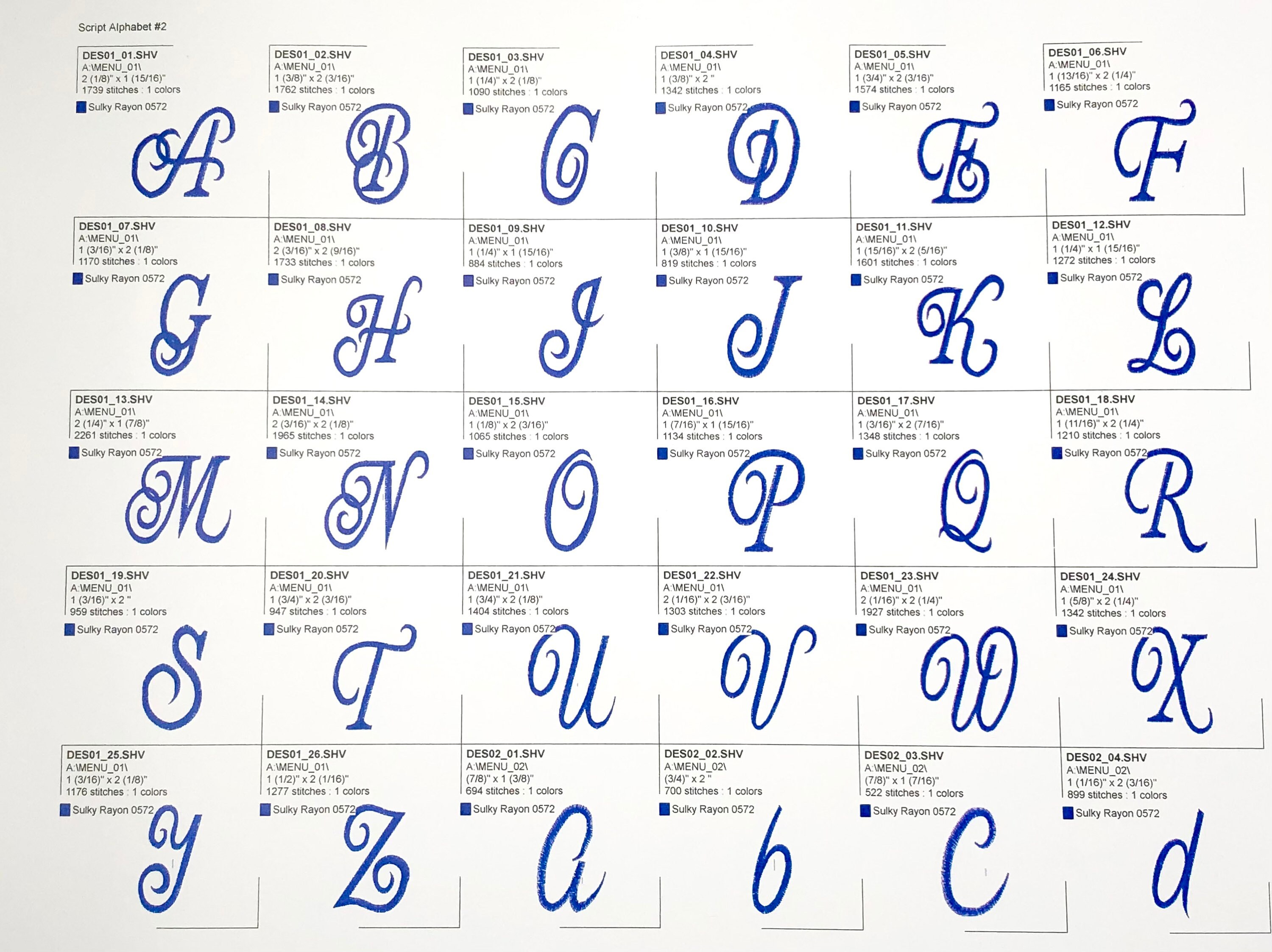 Script Alphabet #2 Embroidery Designs Disk for Husqvarna Viking ...