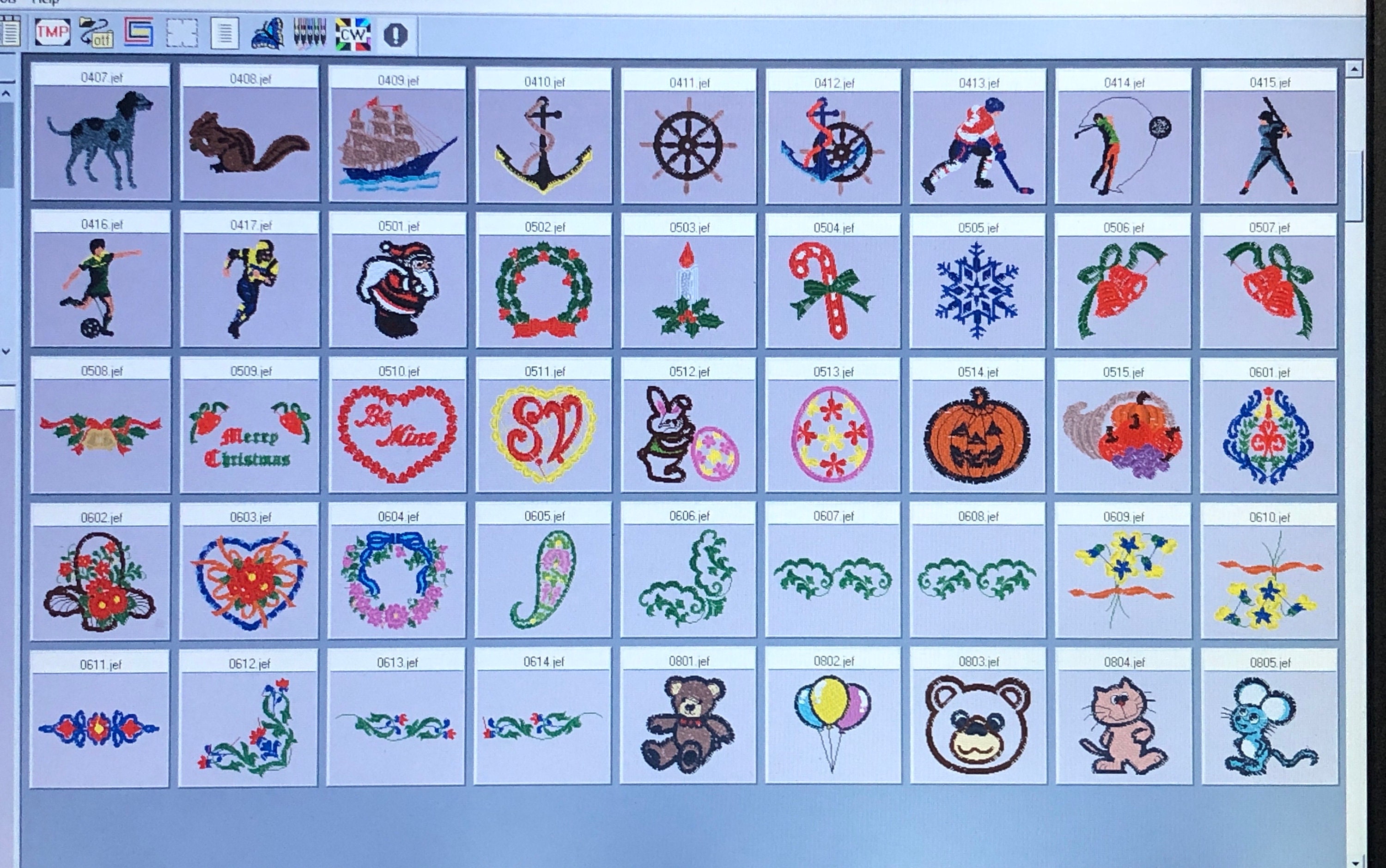 487 Embroidery Designs Library for Memory Craft 10000 on CD in JEF ...