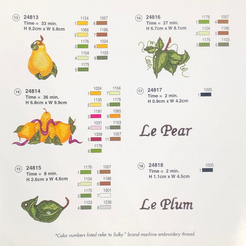 Fruits Embroidery Designs Card for Brother Bernina Deco White Baby Lock ...