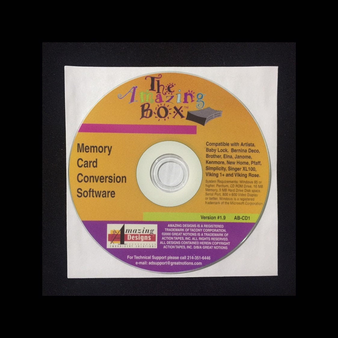 Software Installation CD for Amazing Box Embroidery Card Converter ...