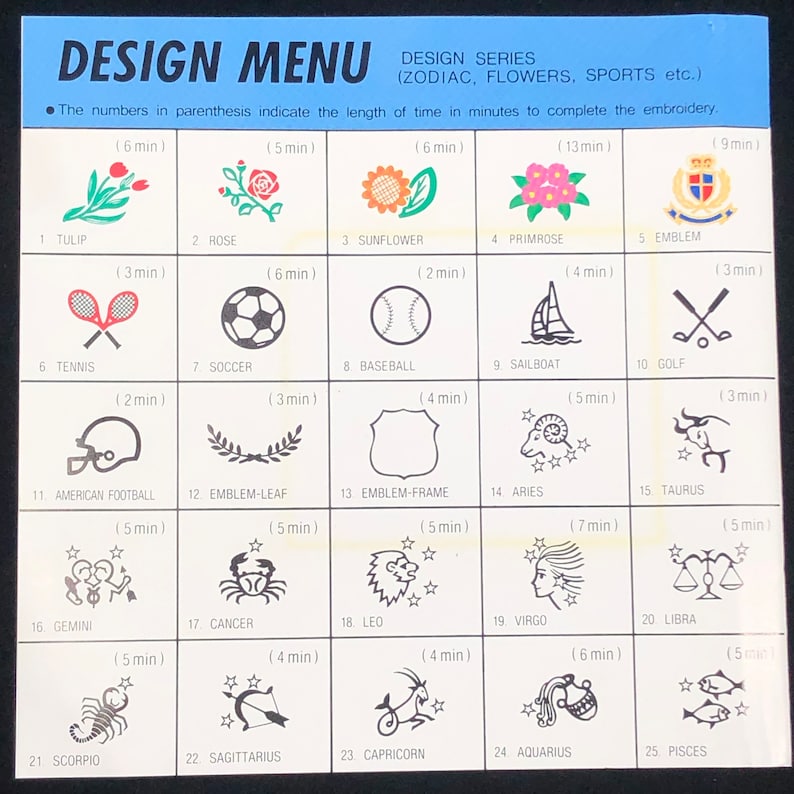 Zodiac and Sports Embroidery Designs Card 2 for Janome Elna - Etsy