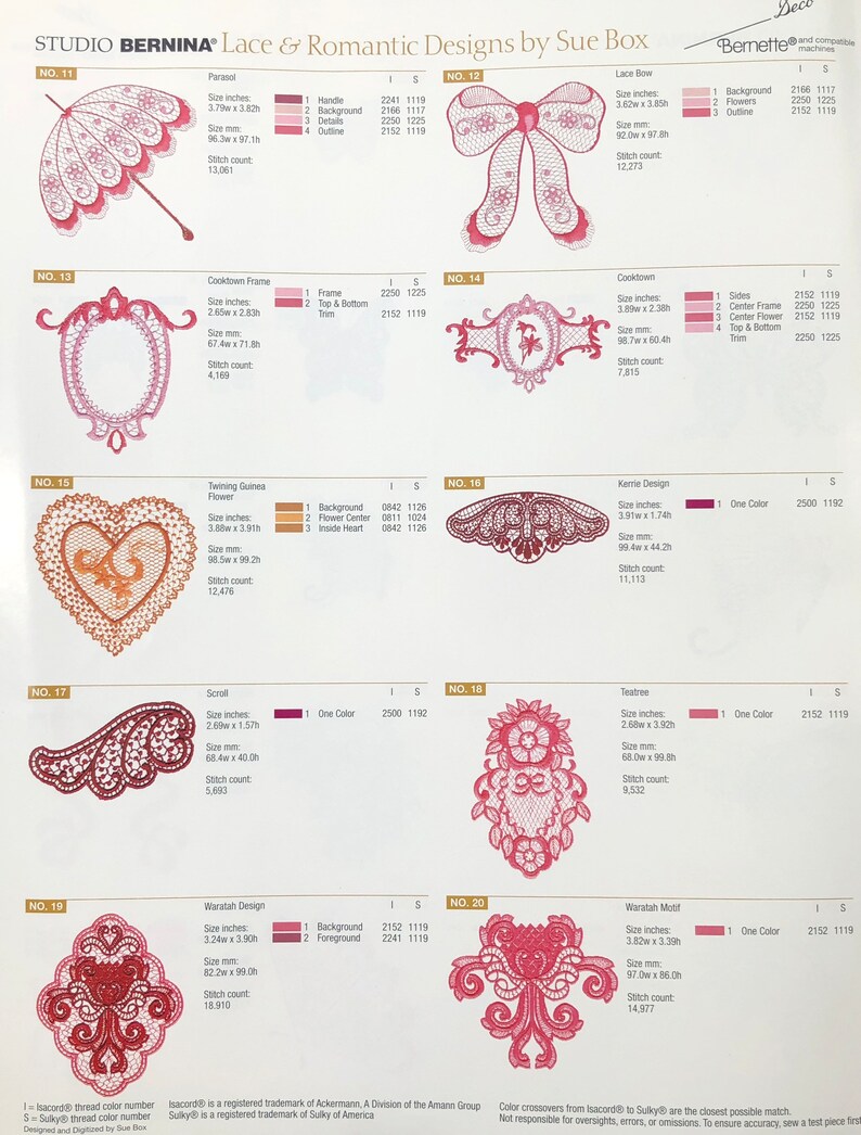 Oesd Lace and Romantic Embroidery Designs Card 126 for - Etsy