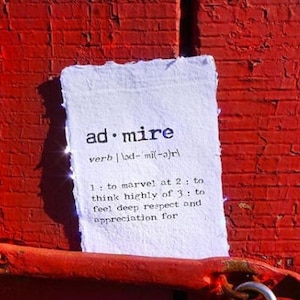 Admire Definition Print in Typewriter Font on 5x7, 8x10, 11x14 Handmade ...