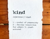 Kind definition print in typewriter font on 5x7 or 8x10 | Etsy