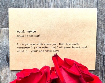 Valentine Definition Greeting Card in Typewriter Font With | Etsy