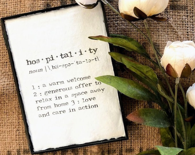 Hospitality Definition Print in Typewriter Font on 5x7, 8x10, 11x14 ...