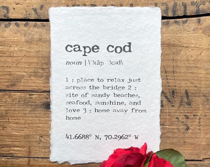 Cape Cod Massachusetts Definition Print in Typewriter Font on 5x7, 8x10 ...