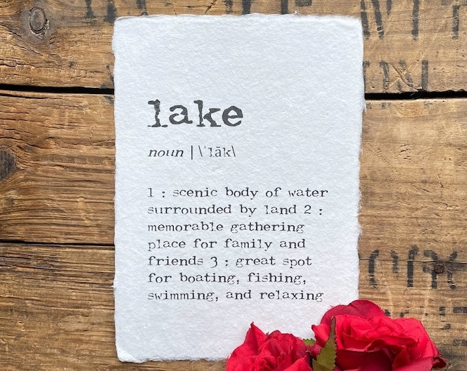 Lake Definition Print in Typewriter Font on 5x7, 8x10, 11x14 Handmade ...