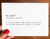 Inspire definition greeting card in typewriter font with | Etsy