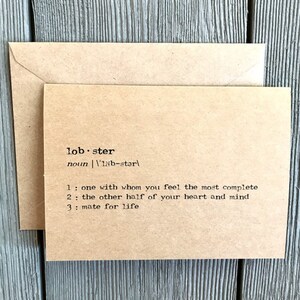 Lobster Definition Greeting Card in Typewriter Font With Envelope and ...