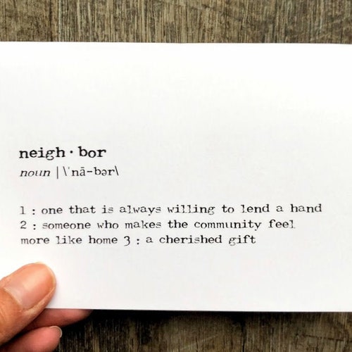 Neighbor Definition Greeting Card in Typewriter Font With - Etsy
