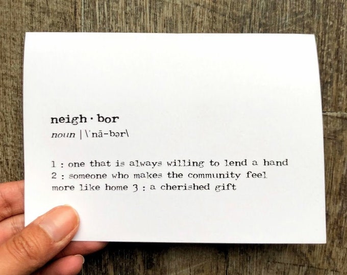 Neighbor Definition Greeting Card in Typewriter Font With - Etsy