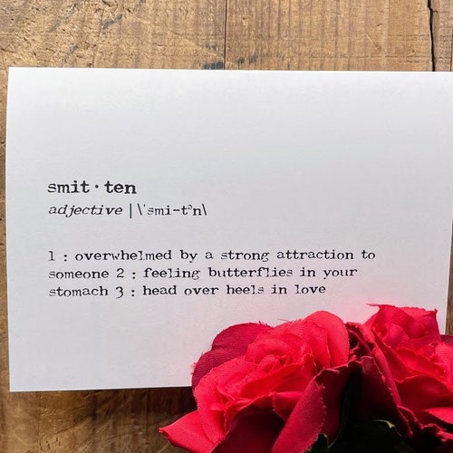 Smitten Definition Greeting Card in Typewriter Font With - Etsy