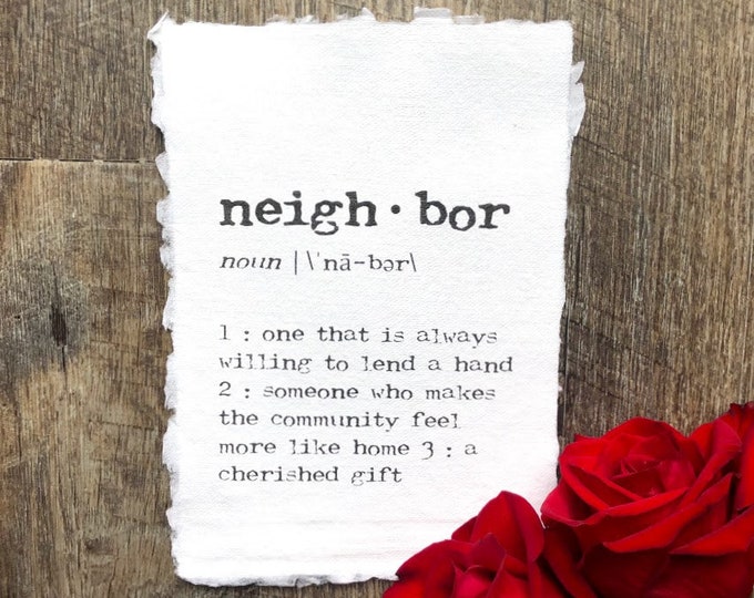 Neighbor Definition Print in Typewriter Font on 5x7 or 8x10 | Etsy