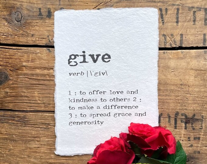 Give Definition Print in Typewriter Font on 5x7, 8x10, 11x14 Handmade ...