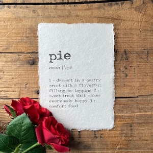 Pie Definition Print in Typewriter Font on 5x7, 8x10, 11x14 Handmade ...