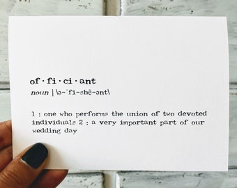 Officiant Definition Greeting Card in Typewriter Font With - Etsy