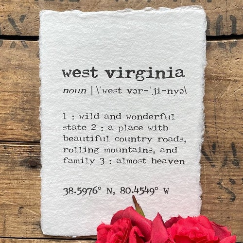 West Virginia Definition Print in Typewriter Font on 5x7 or | Etsy